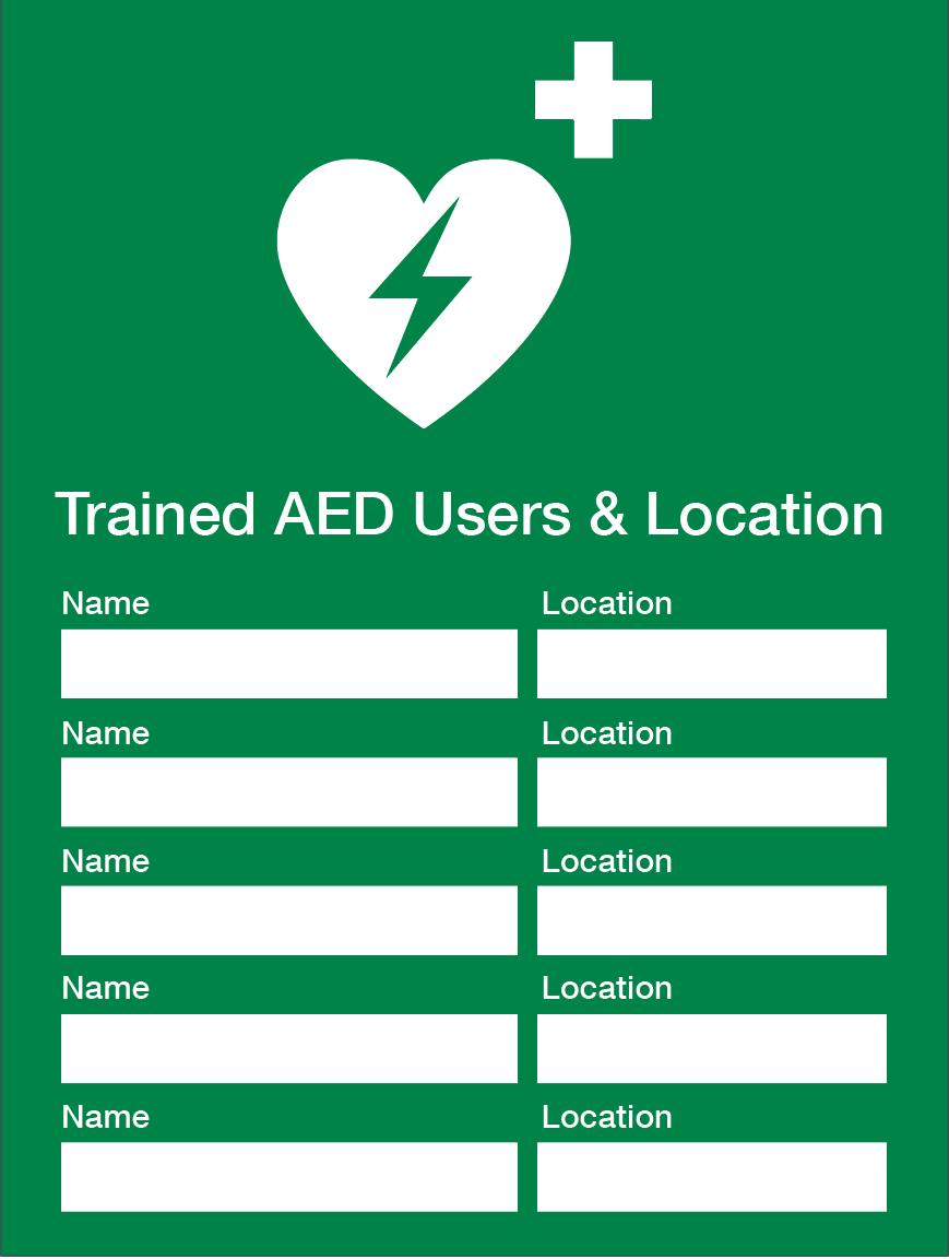 AED - Trained AED Users and Location Sign